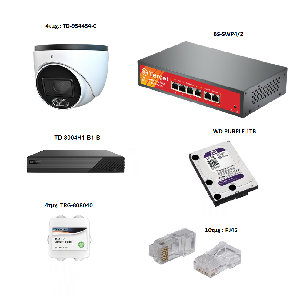 TVT NVR IP KIT 4MP με 4 κάμερες - Elektronikos.gr